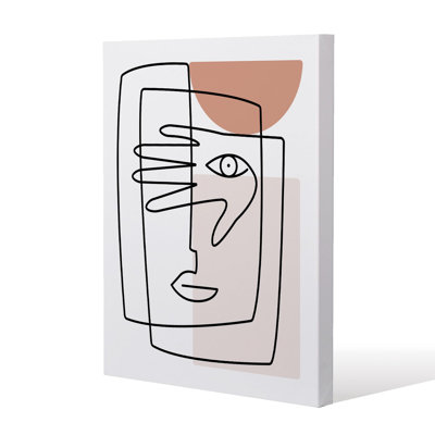 Metro Lane line drawing of face and hand Slim Style Canvas Print, 15mm ...