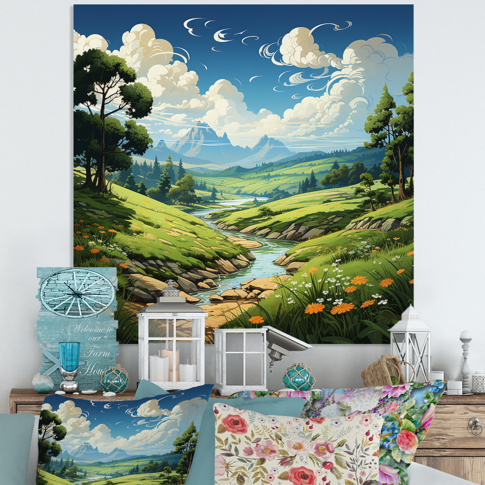 Millwood Pines Countryside Verdant Valley II - Landscapes Metal Wall ...