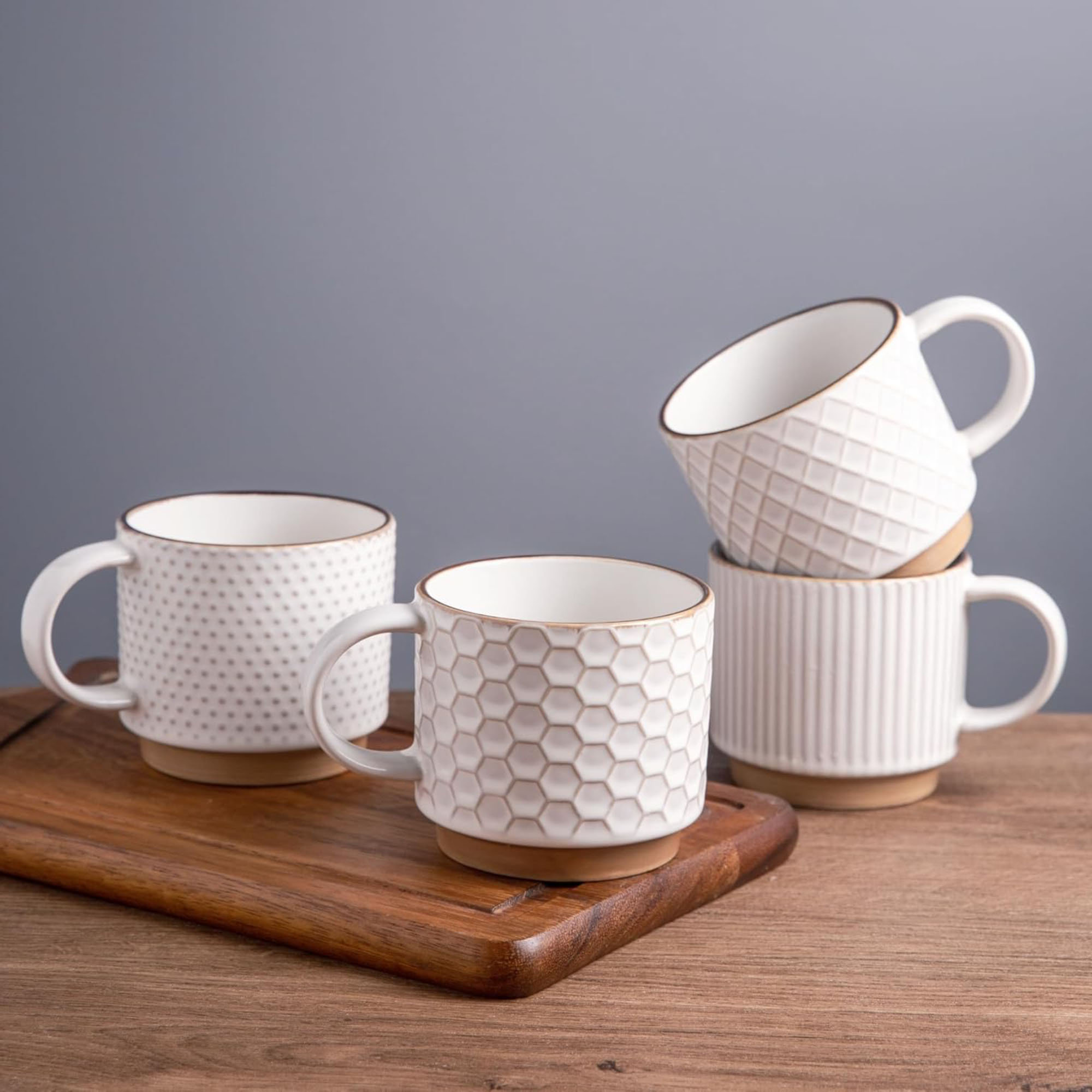 Corrigan Studio® 12OZ Stackable Coffee Mugs, Ceramic Coffee Mugs with ...