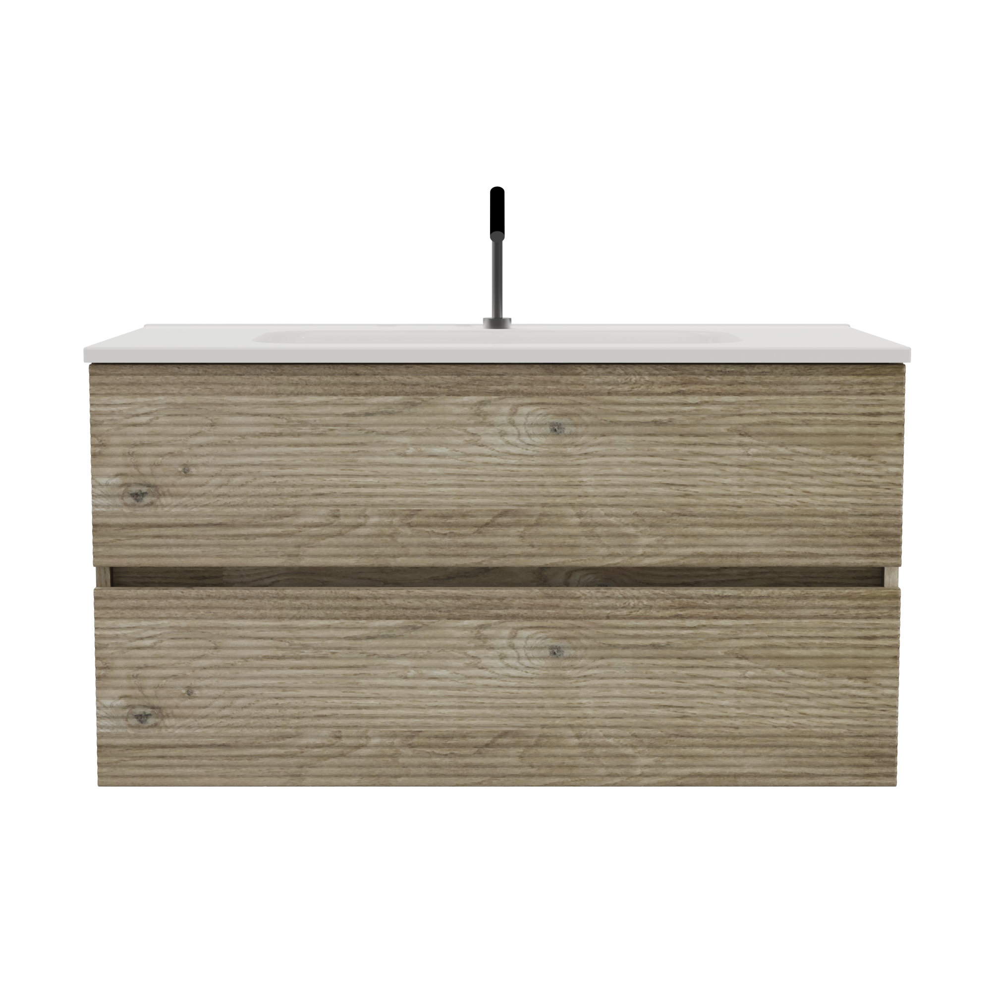 Latitude Run® Integrated Ceramic Sink & Vanity In Rough Oak - Modern ...