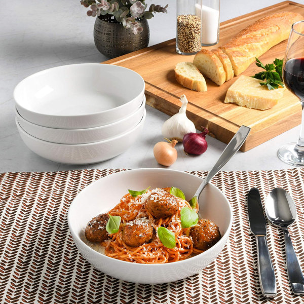Gibson Home Zen Buffet 4-Piece Dinner and Pasta Bowl Set - White | Wayfair