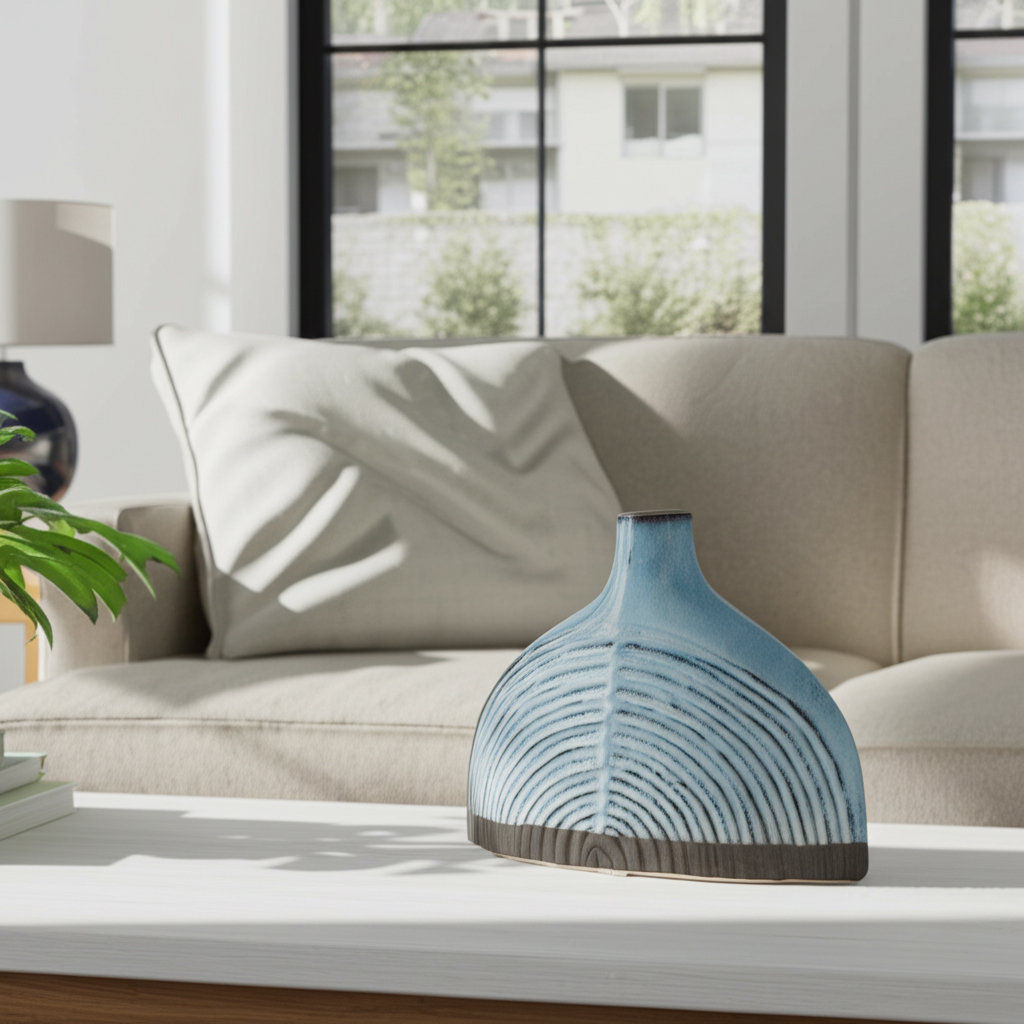 Dakota Fields Ceramic Blue Round Half Dome Arch Vase | Wayfair