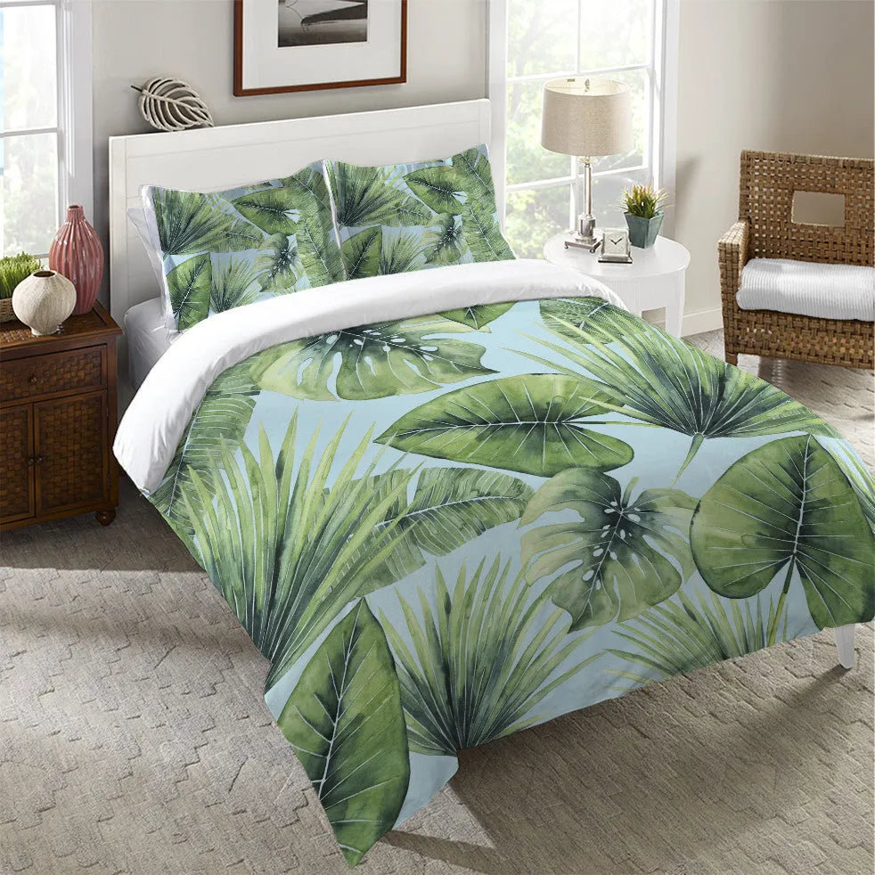 Laural Home Tropical Palm Tree Leaves Microfiber Duvet Cover | Wayfair