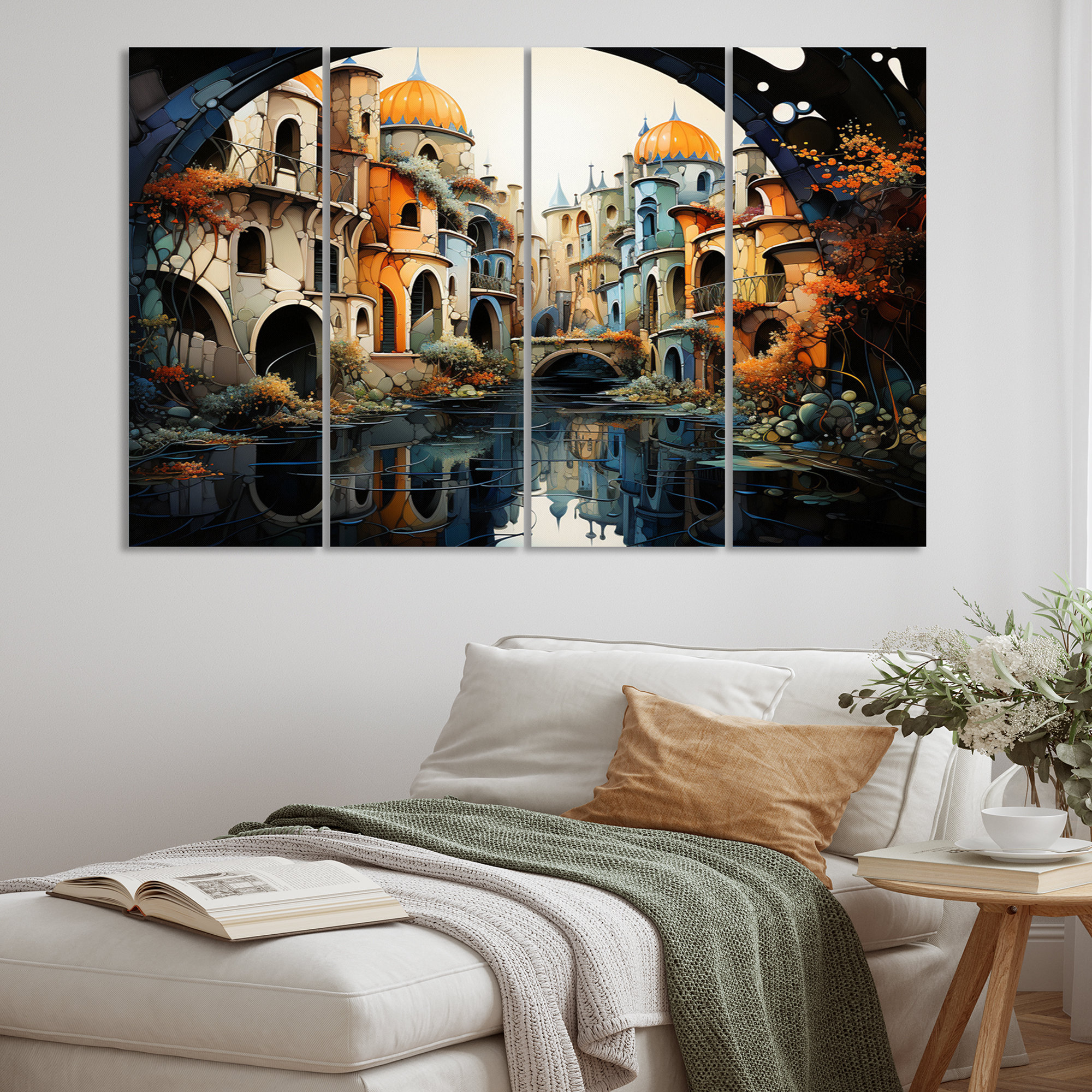 Design Art Orange Canal Surreal Waterways Magical - Architecture Metal ...