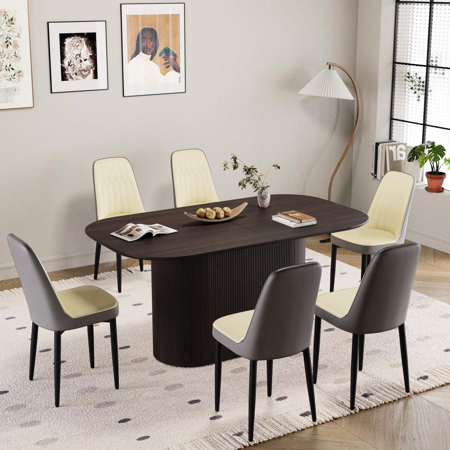 Latitude Run® Multi Functional Dining Table And 6 Pu Living Room Chairs ...