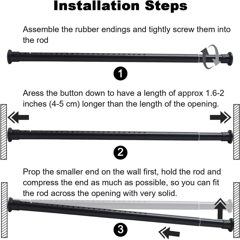 Tromay Adjustable Spring Shower Tension Curtain Rod | Wayfair