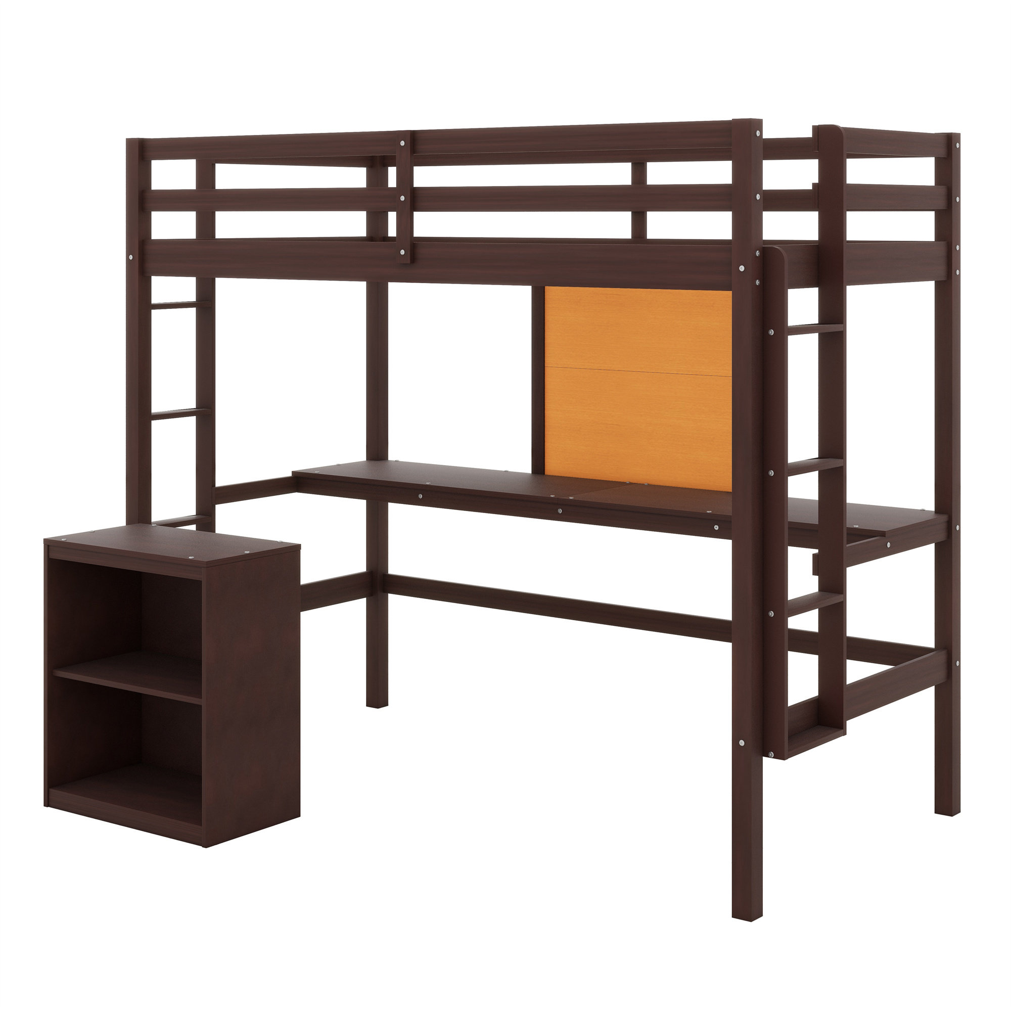 Harriet Bee Loft Bed With Desk,Writing Board,Drawers And Cabinet | Wayfair