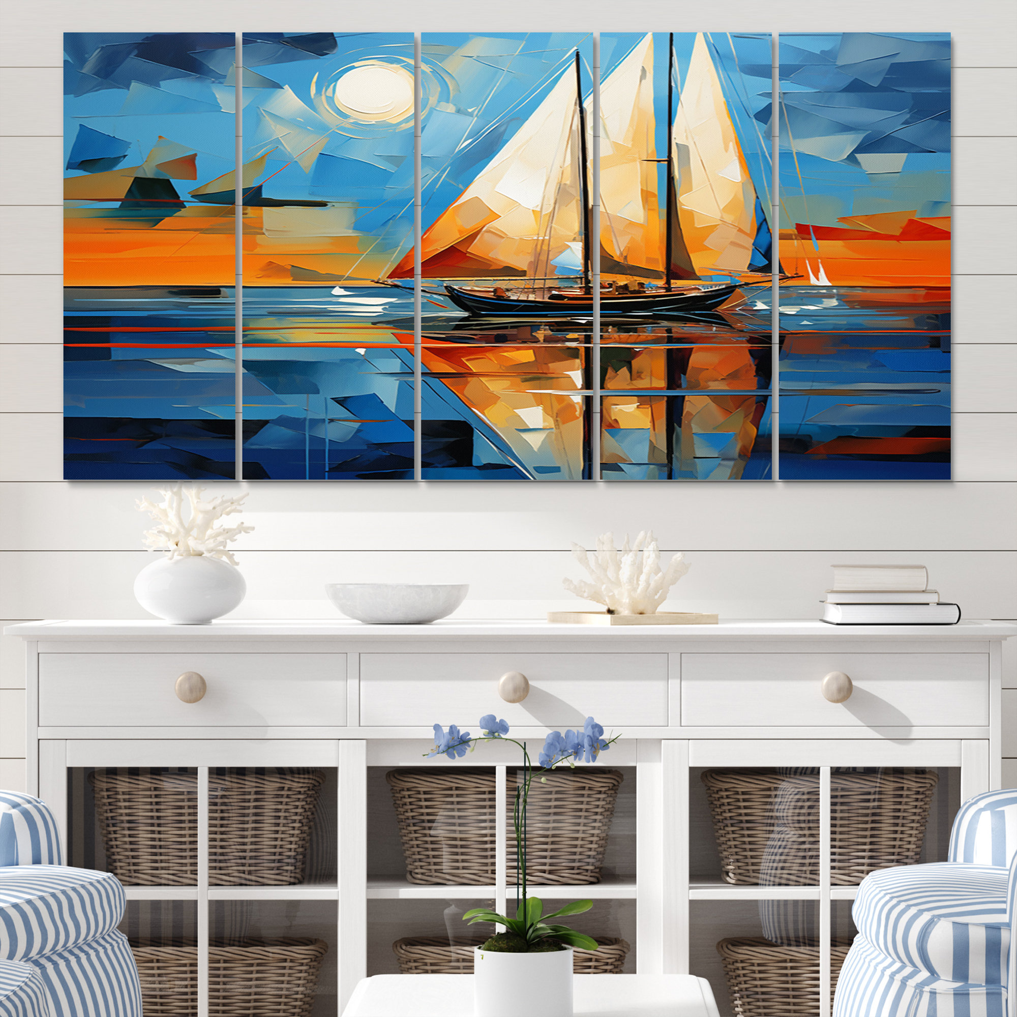 Breakwater Bay Sailboat Abstract Maritime II - Sailing Boat Canvas Art ...