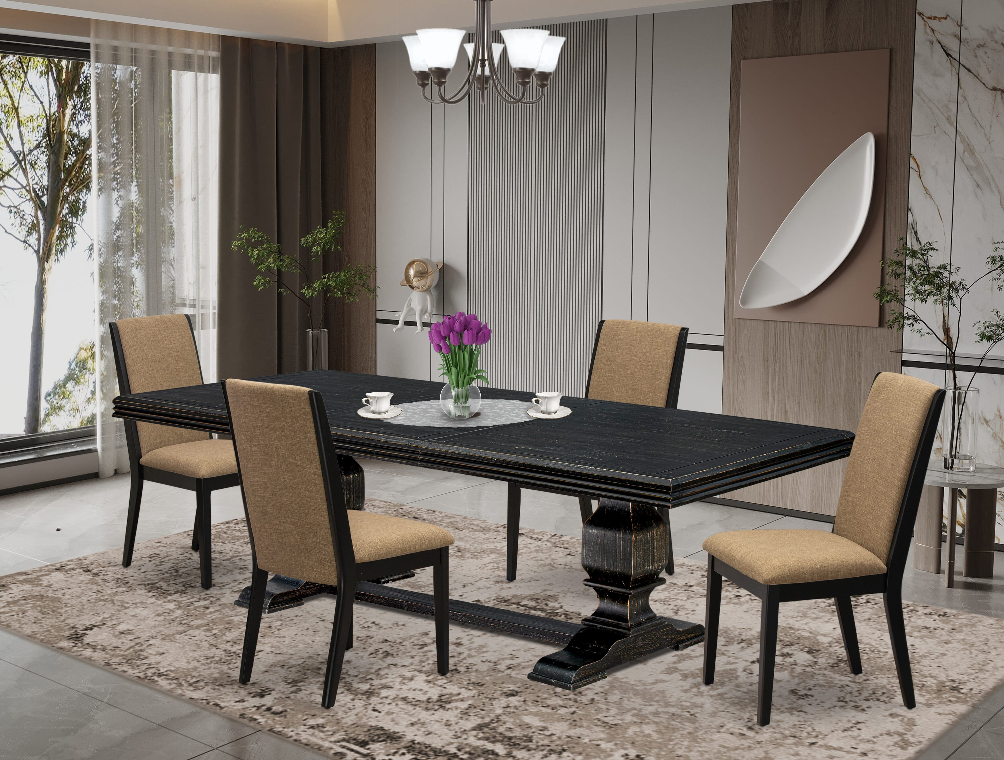 Red Barrel Studio® 5 Pieces Kitchen table set consists of a Rectangular ...