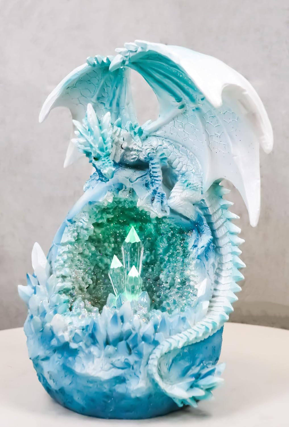 Dakota Fields Winter Snow Dragon Resting On Frozen Snow Geode Egg With ...
