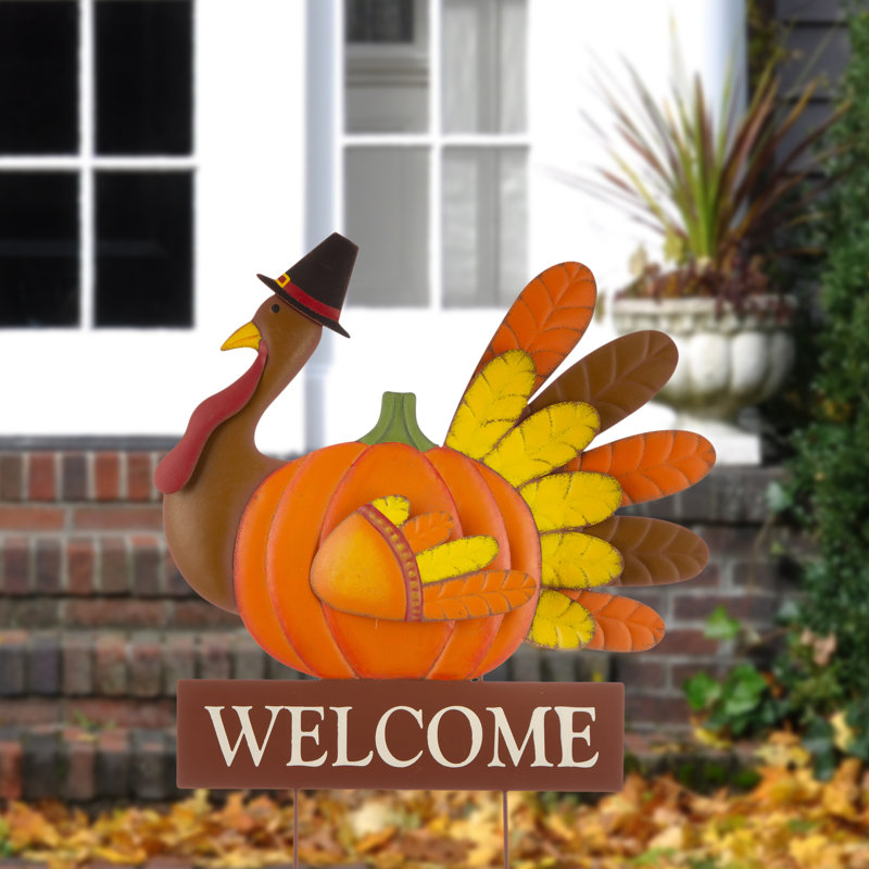The Holiday Aisle® Jesmond Turkey Welcome Sign Garden Stake & Reviews ...
