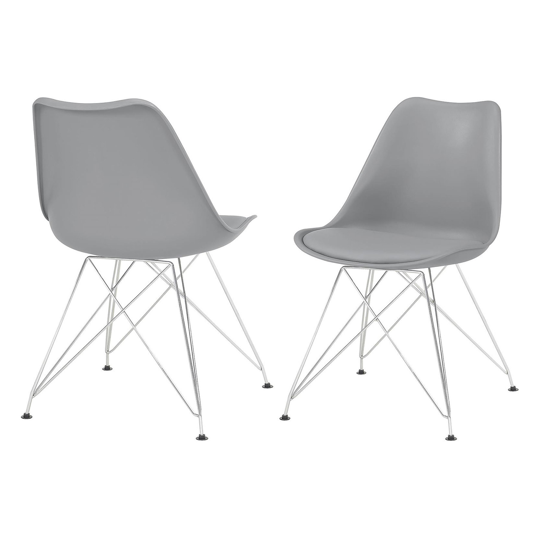 Wrought Studio™ Jahir Upholstered Side Chairs in Gray and Chrome | Wayfair