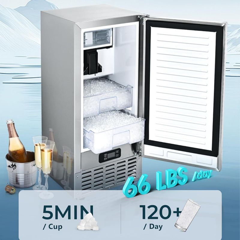 Simzlife 66lbs Daily Production Nugget Clear Ice Freestanding/built-in ...
