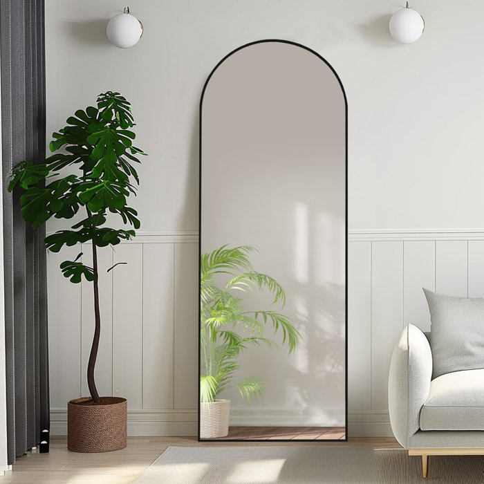 Ebern Designs Arched Full-Length Mirror, Aluminum Alloy Frame, Tempered ...