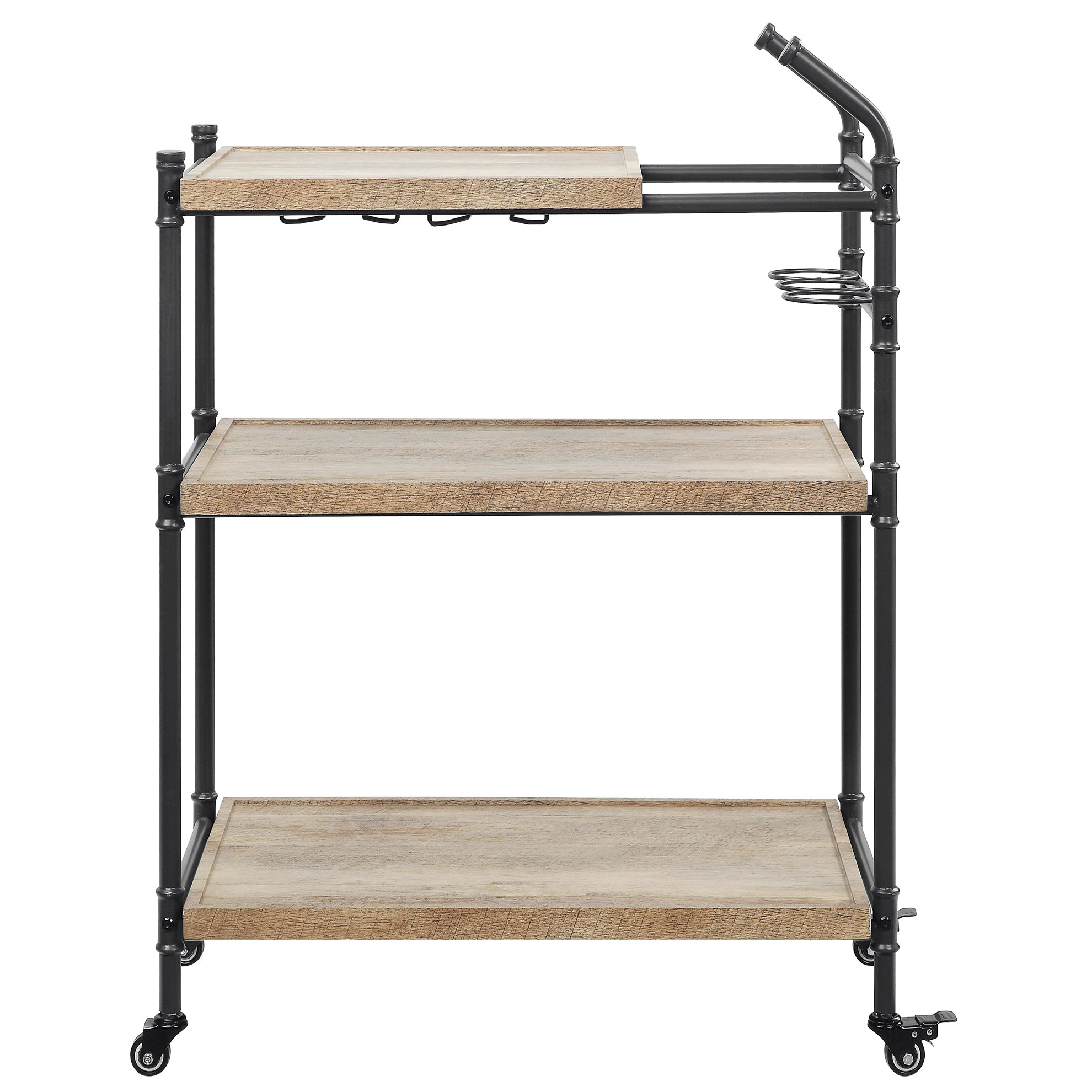 Williston Forge Oak And Sandy Black 2-Shelf Serving Cart | Wayfair