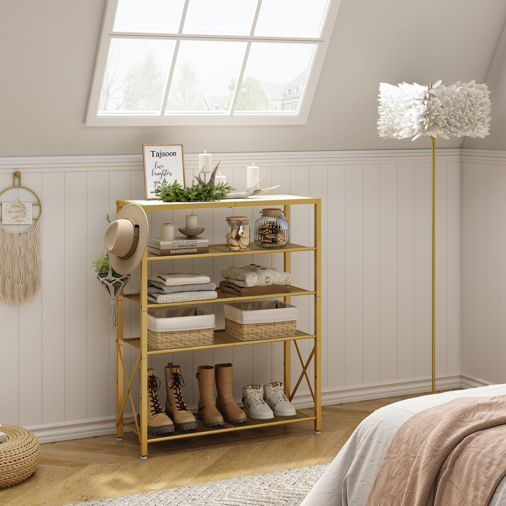 Everly Quinn 5 Tier Closet Shoe Rack For 16-20 Pairs Of Shoes, Free ...