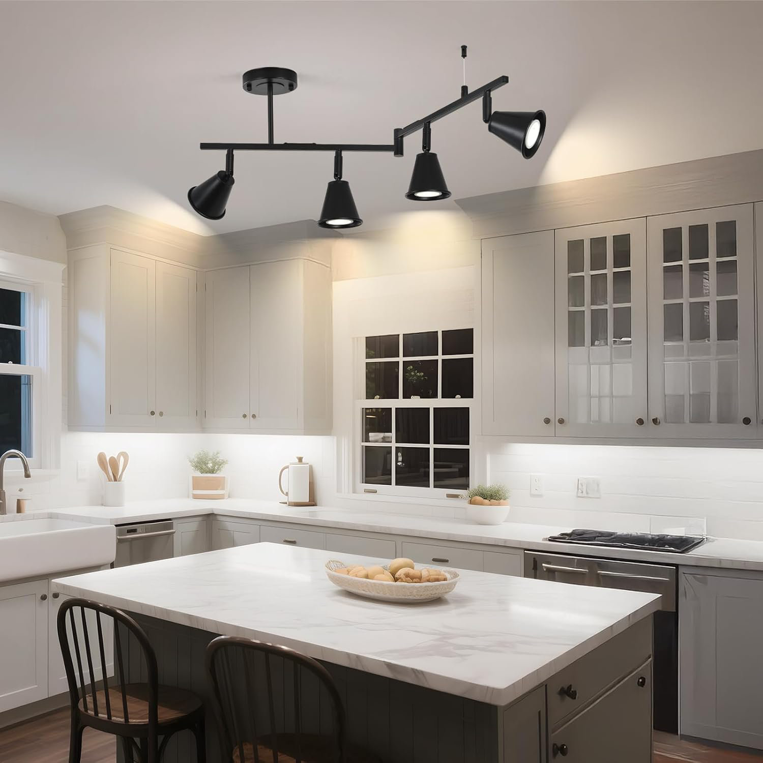 BONLOD 4-Light Modern Track Lighting Fixtures Ceiling Adjustable ...