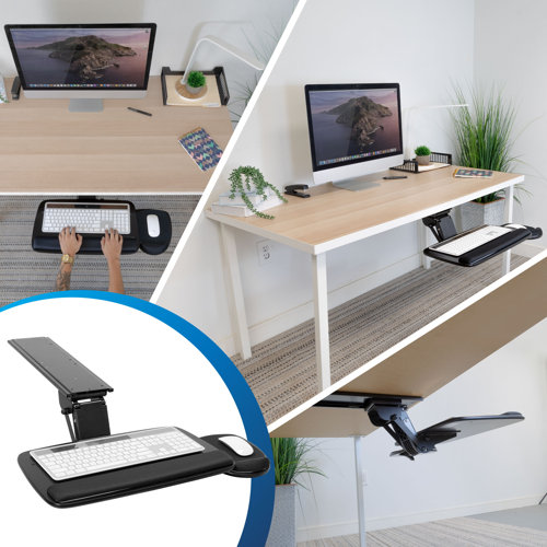 Mount-It! Adjustable Under Desk Keyboard Tray and Mouse Drawer Platform ...