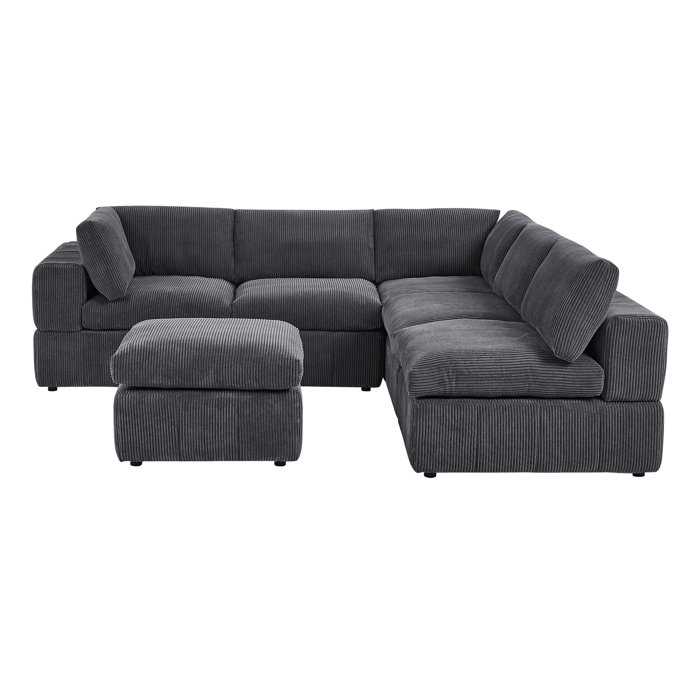 Wade Logan® Arregui 6 - Piece Corduroy Sectional & Reviews | Wayfair