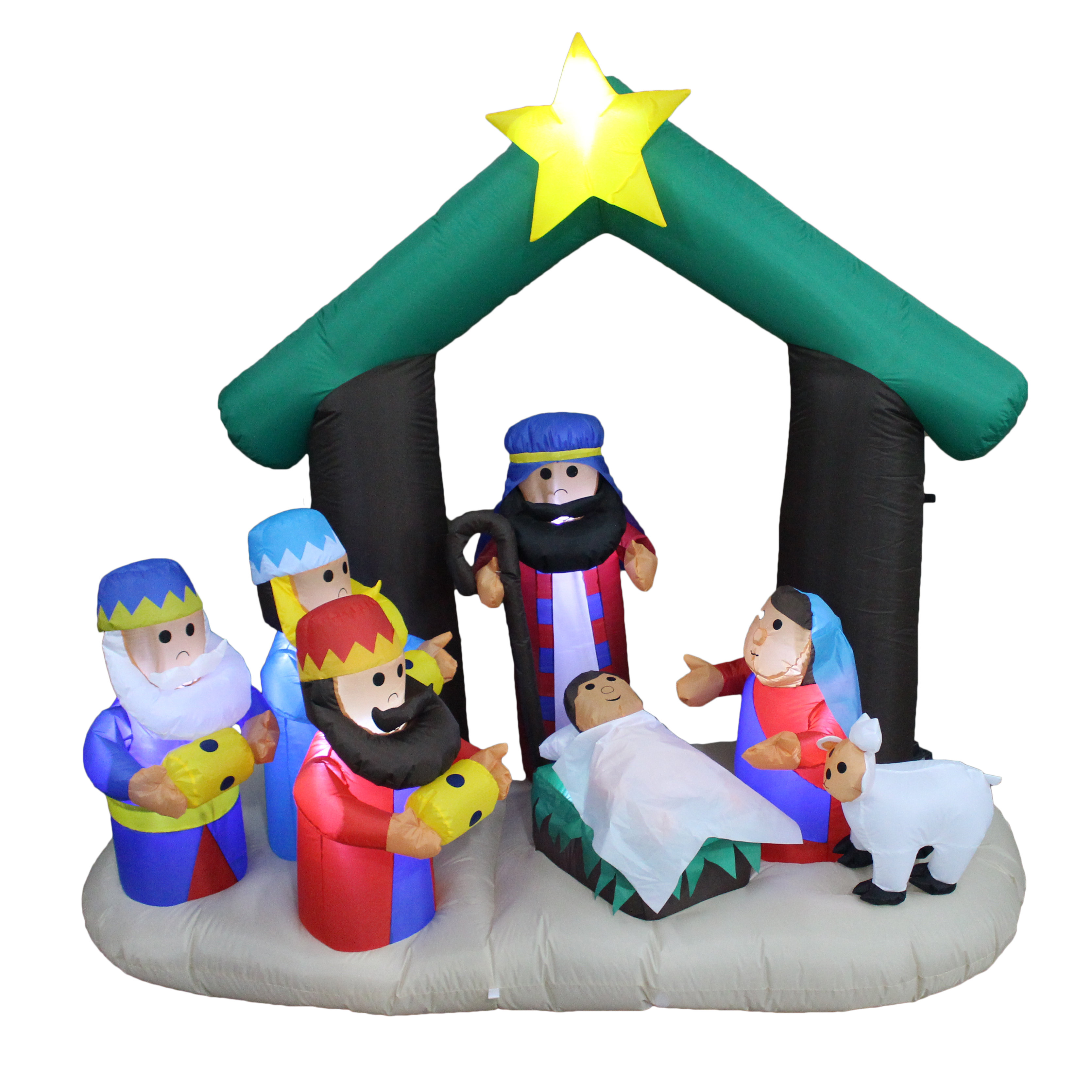 The Holiday Aisle® 6 Foot Tall Lighted Christmas Inflatable Nativity ...
