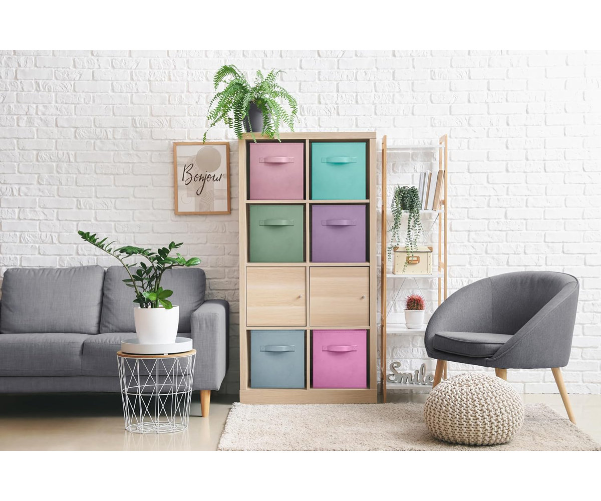 Sorbus 6 Pack 11" Foldable Storage Cubes with Handles in Multi Pastels ...