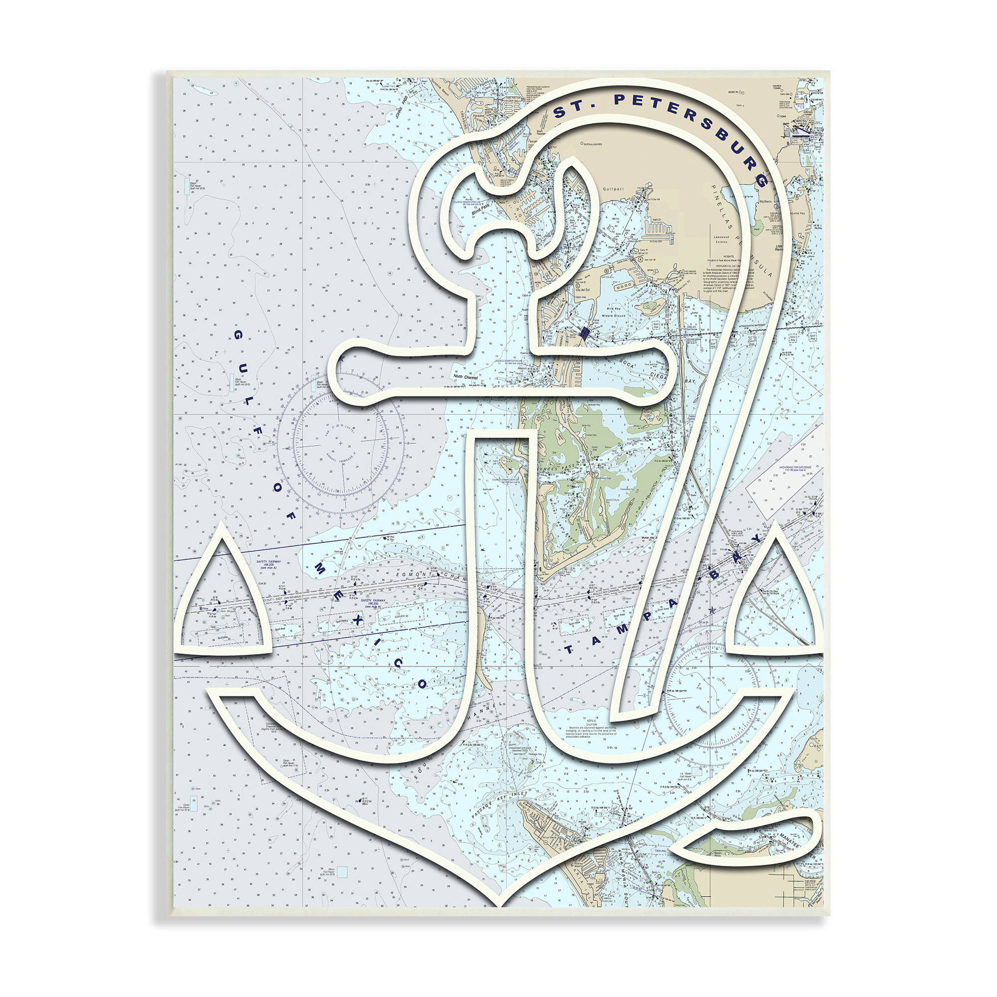 Stupell Industries Detailed Map Tampa Bay Florida Anchor Symbol by Lil ...