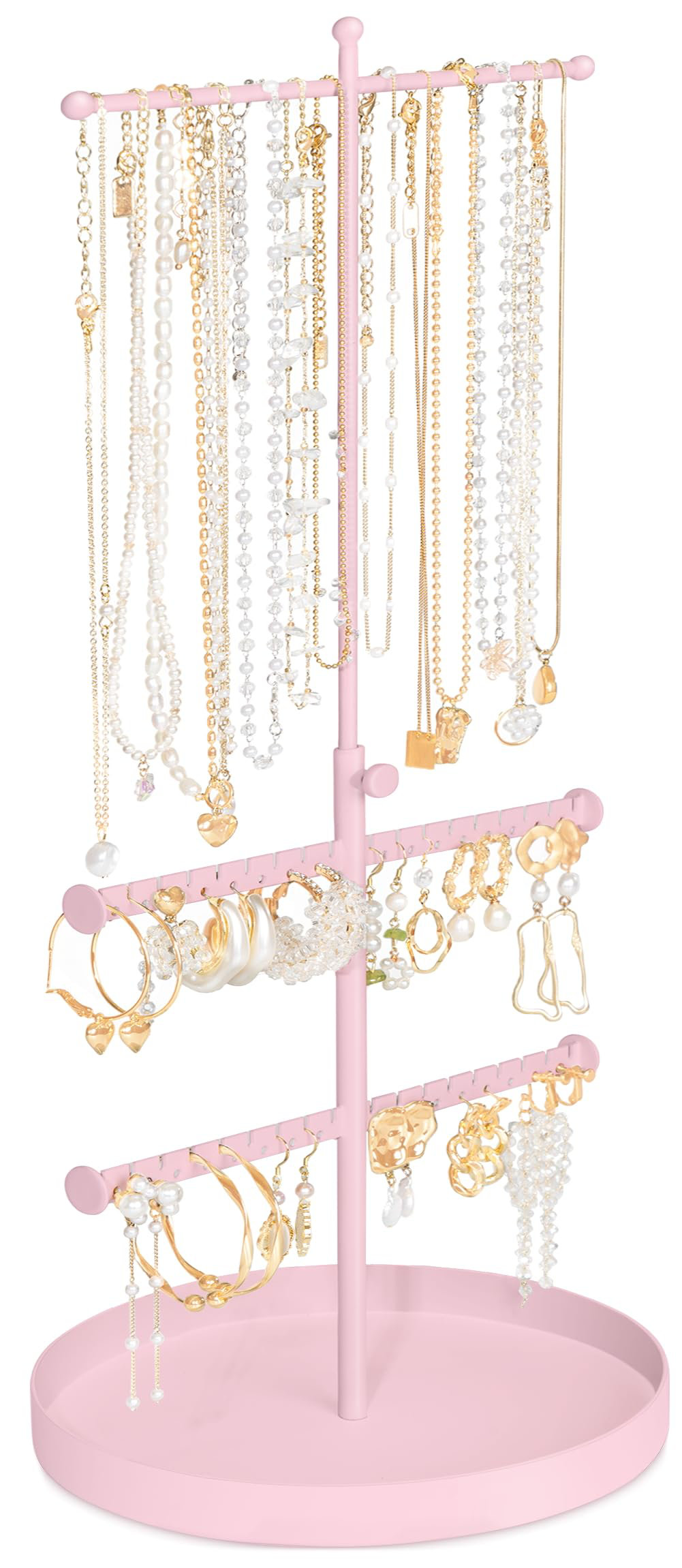 Latitude Run® Three-Tier Rotating Necklace Storage Rack With Adjustable ...