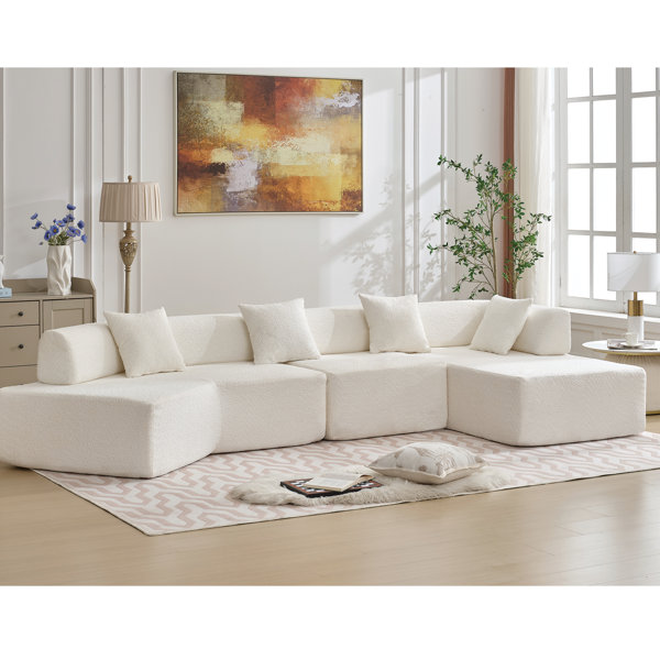 Latitude Run® Modern minimalist 140 "L-shaped free combination modular ...