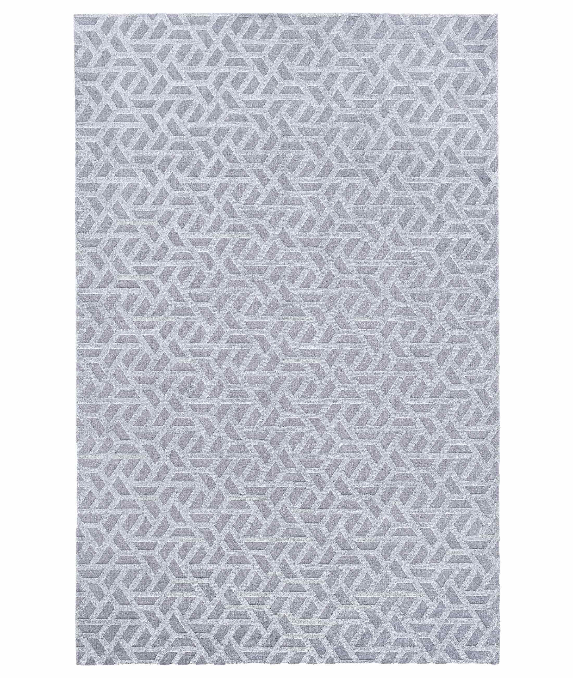 Ebern Designs Grey Geometric Area Rug in Large size, Machine Made using ...