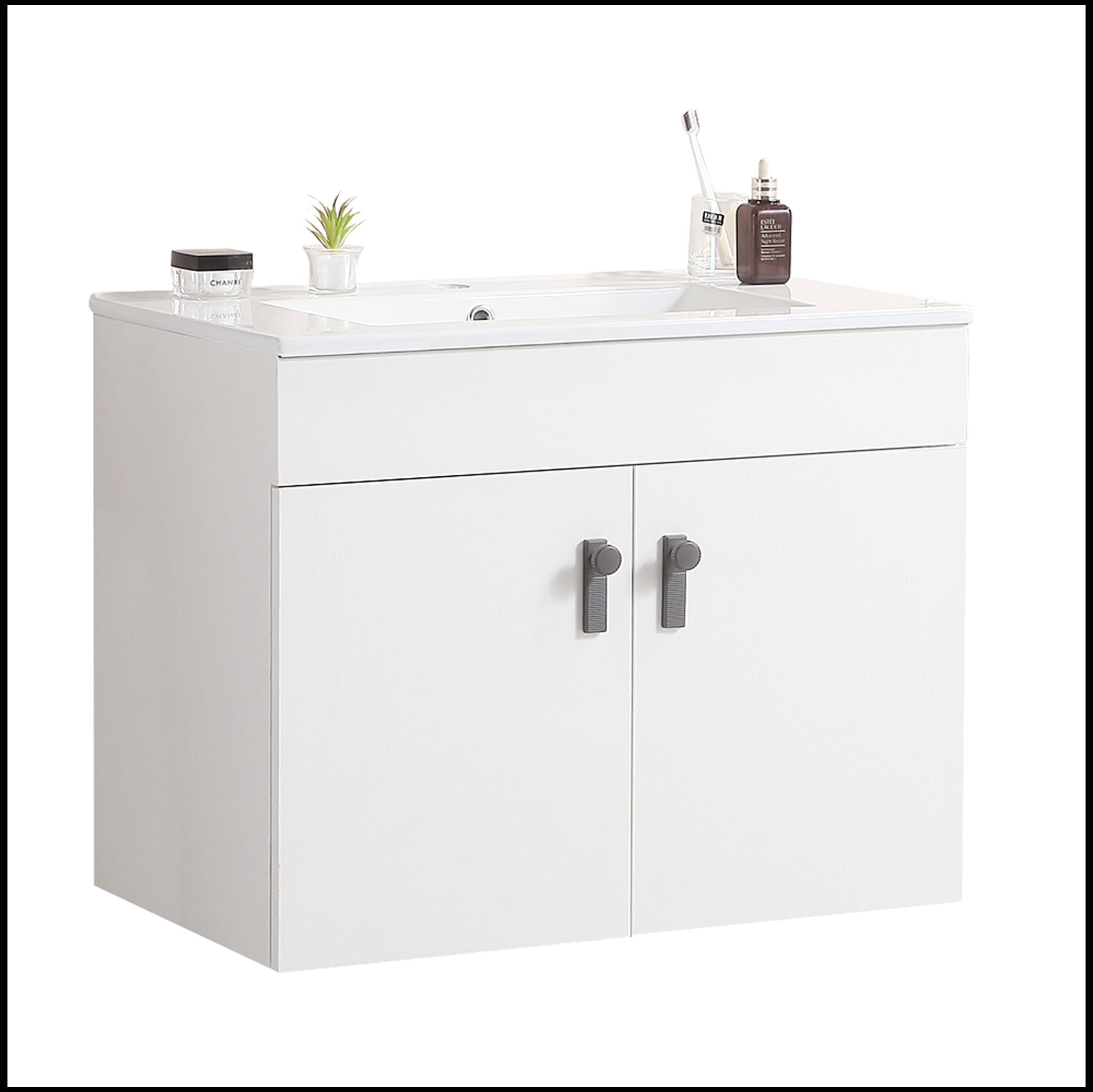 Ebern Designs 30" Bathroom Vanity with Metal Leg,with White Ceramic ...