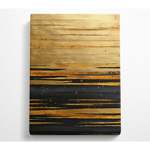 Metro Lane Strips Of Gold - Wrapped Canvas Print | Wayfair.co.uk