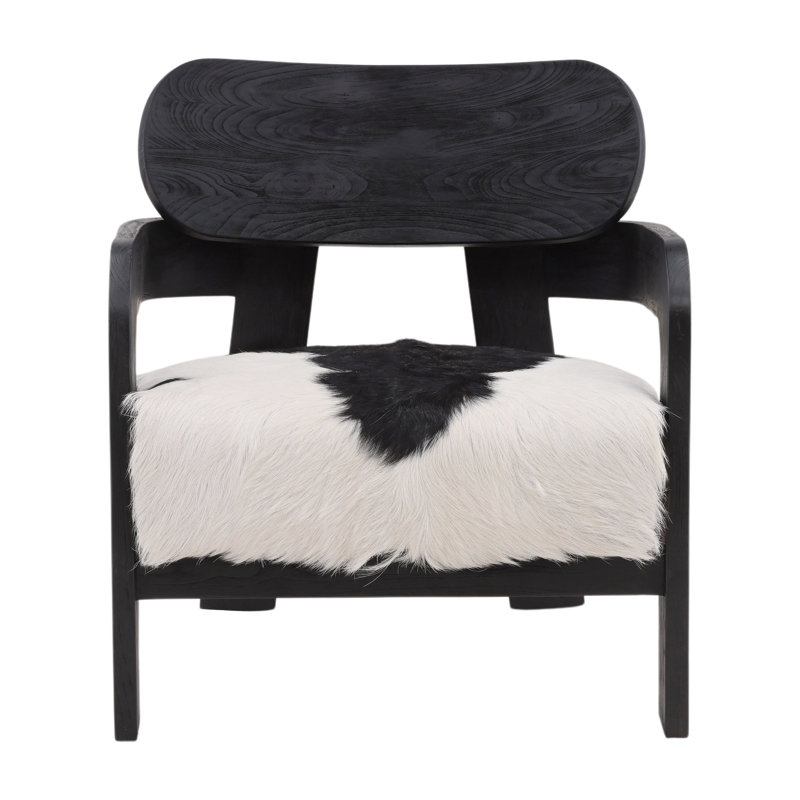 Dovetail Furniture Raphael Goat Hide Occasional Chair, Black and White ...