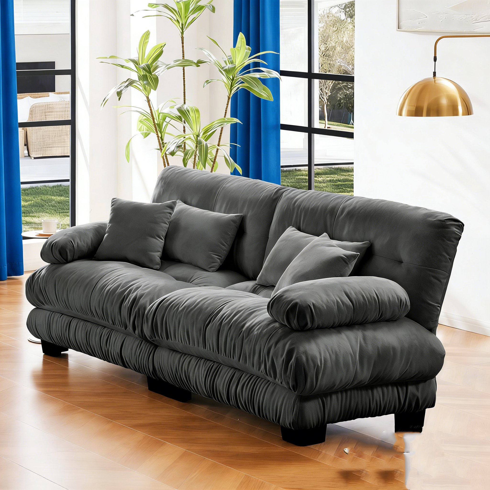 Latitude Run® Cloud Couch Chenille Chair,Loveseat Sofa With Pillows And ...