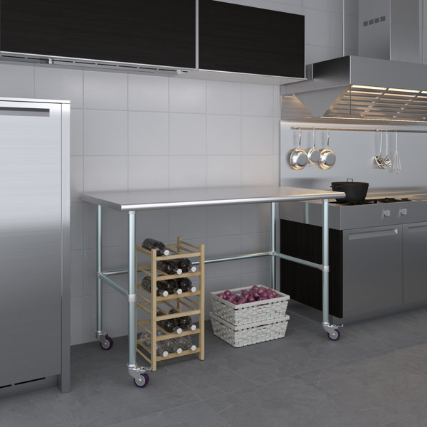 Amgood Stainless Steel Open Base Work Table with Wheels & Reviews | Wayfair