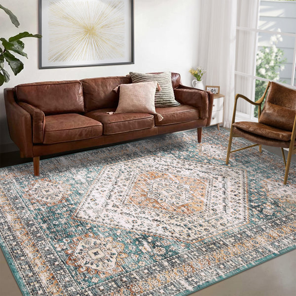 Bungalow Rose Keyoka Performance Green Machine Washable Rug & Reviews ...