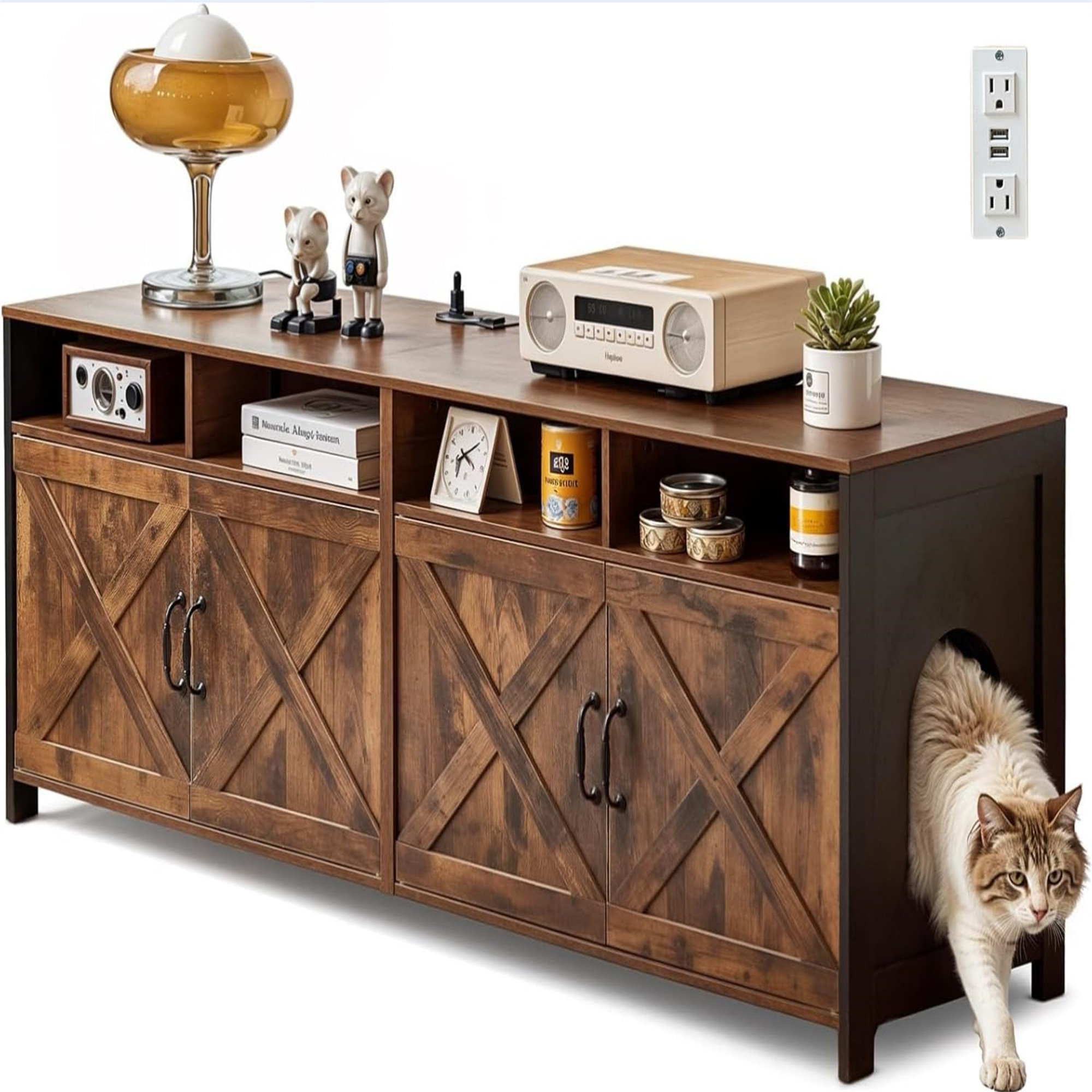 Tucker Murphy Pet™ Litter Box Fence For 2 Cats, 63 Inch Hidden Litter ...