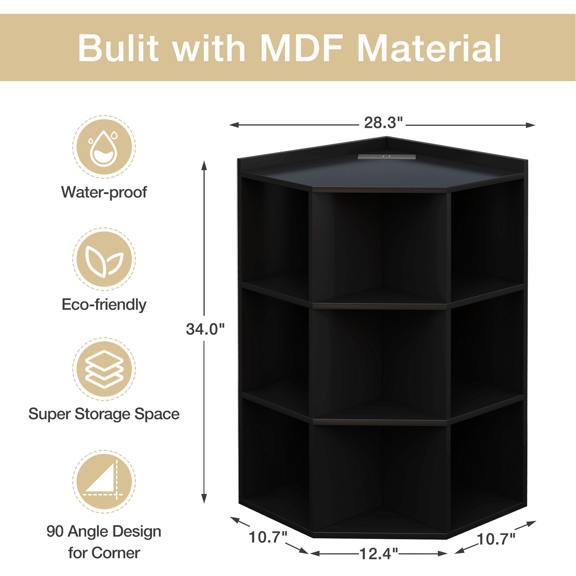 Ebern Designs Corner Cabinet with USB and Outlets, Corner Storage Board ...