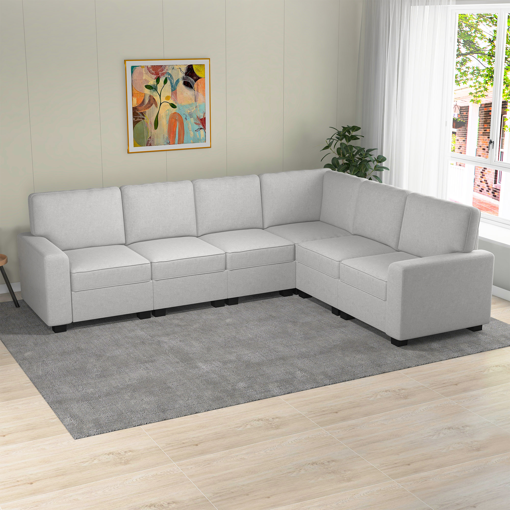 Latitude Run® Okawville 6 - Piece Cushion Back L Shaped Upholstered ...