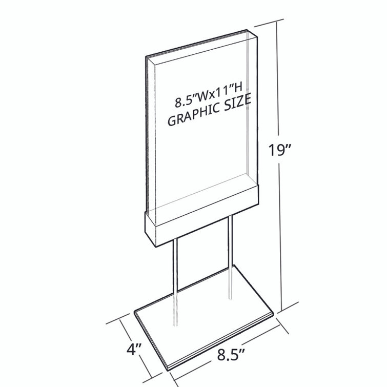 Azar Displays Medium Acrylic Block Sign Holder on Chrome Stand for ...