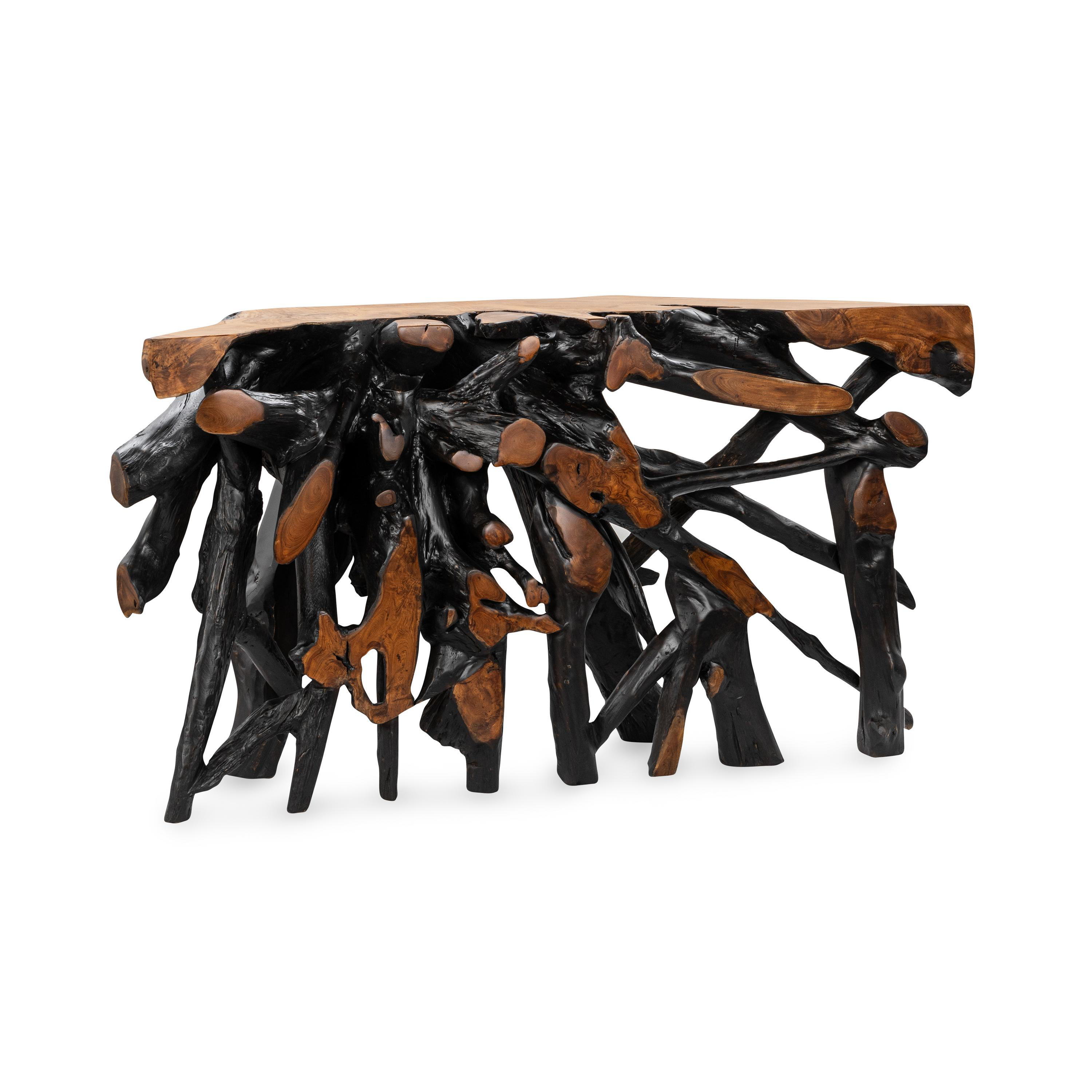 Classic Home Cypress Natural Root Teak Wood Sofa Console Table | Wayfair