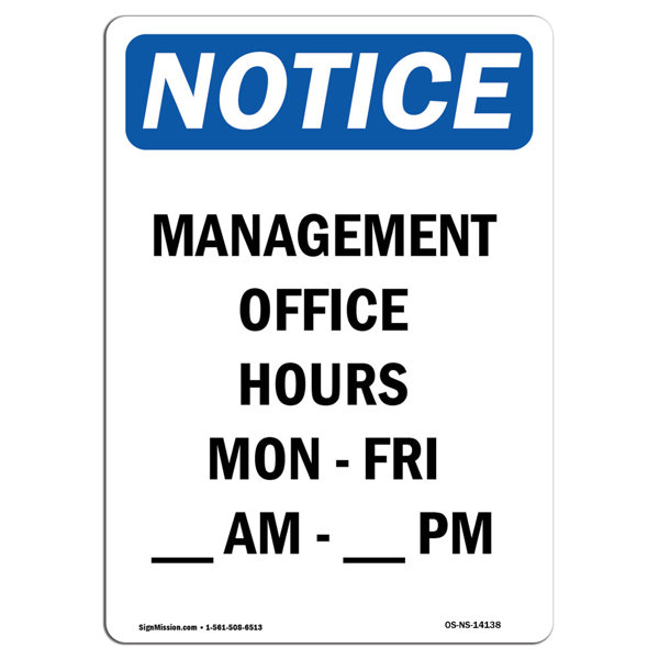 SignMission Management Office Hours Mon - Sign | Wayfair