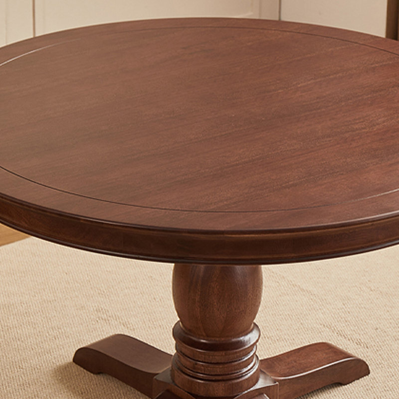 A Zoetic Home Vintage Round Dark Brown Walnut Dining Table Set | Wayfair