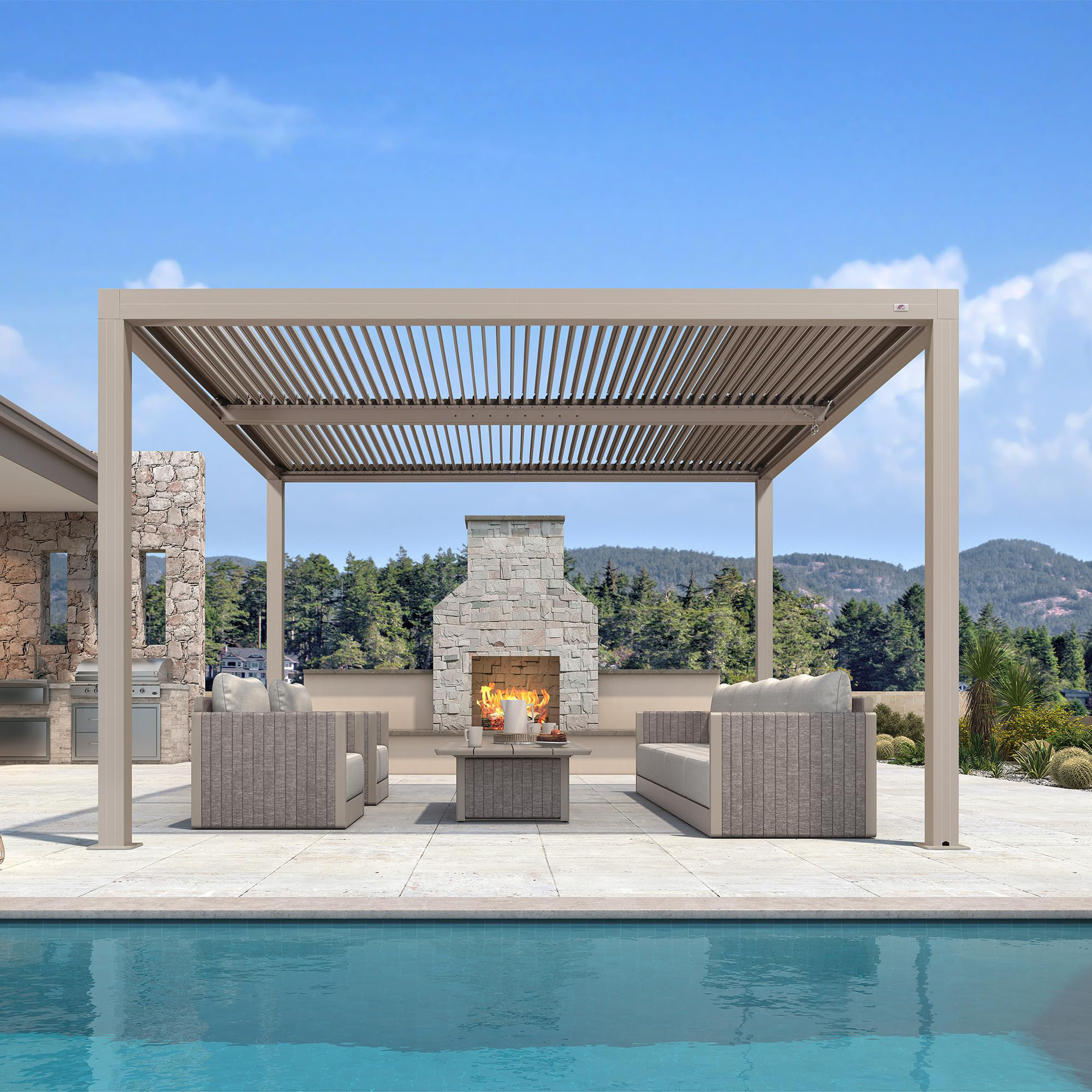 Purple Leaf 12' × 12' Outdoor Louvered Pergola,Retractable Patio Hard ...