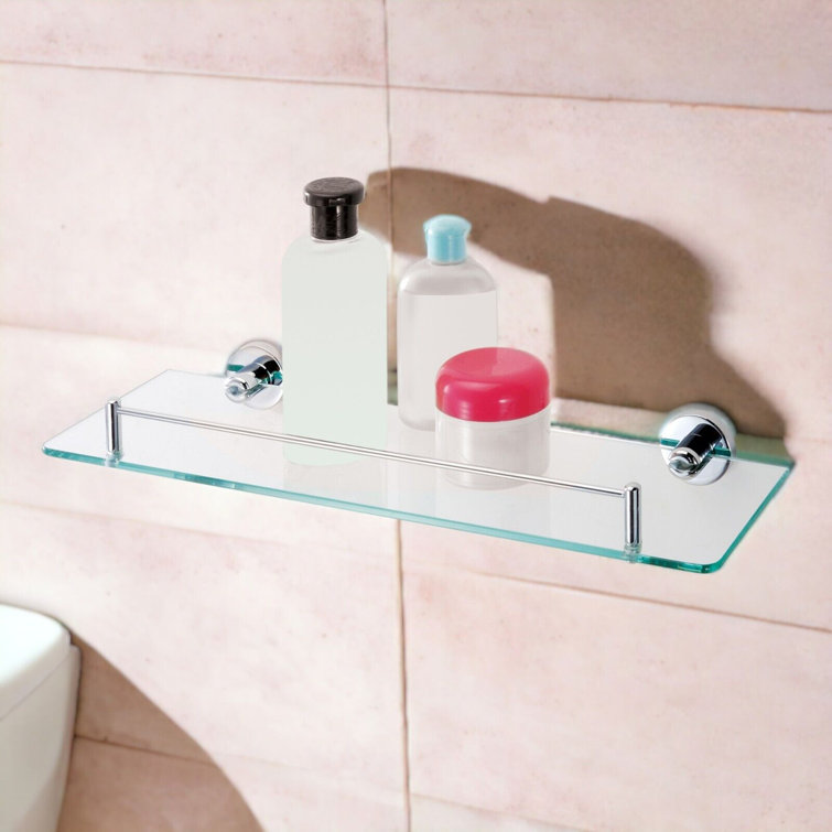 Metro Lane Tempered Glass Bathroom Floating Shelf Wall Mounted Tray ...
