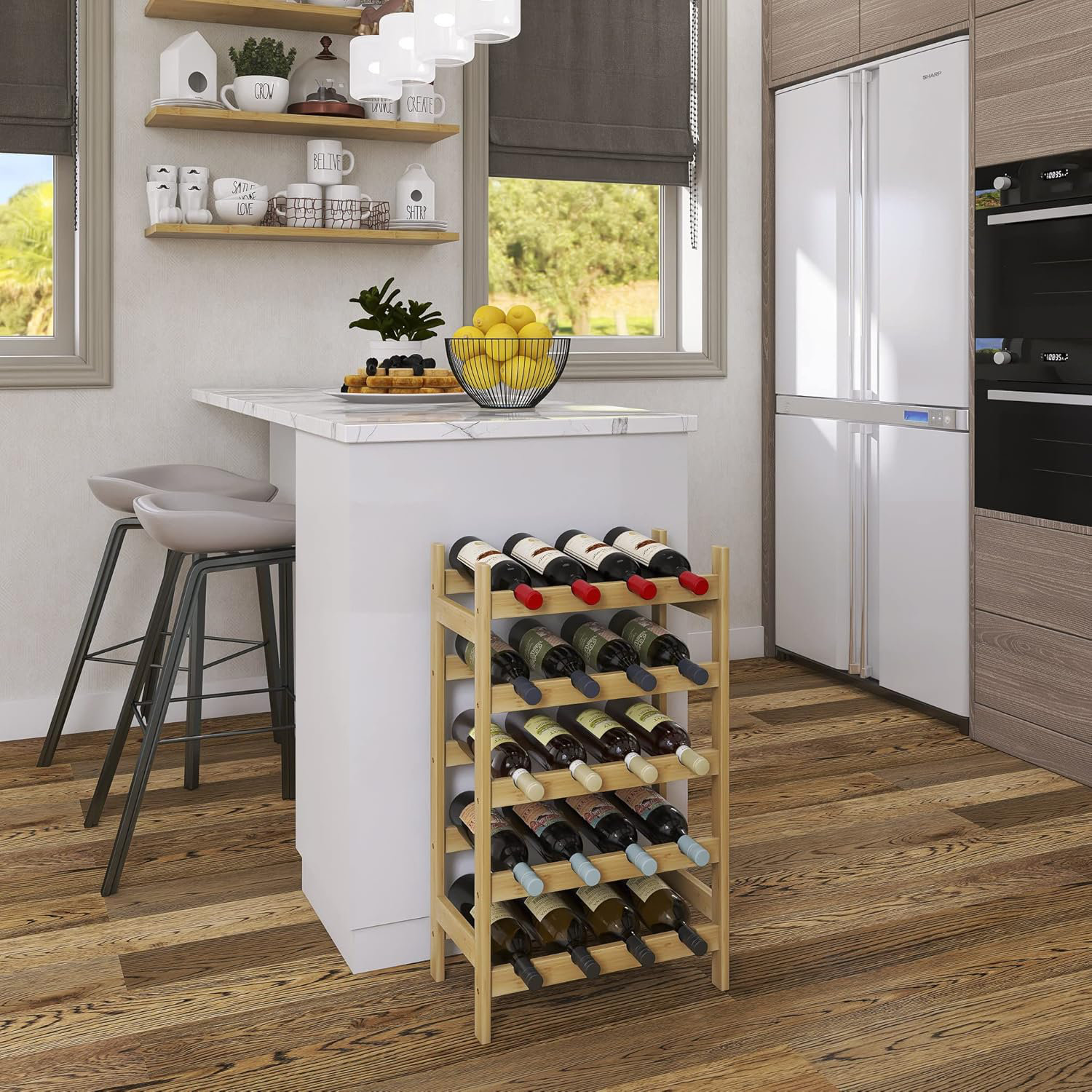 Mint Pantry® 5-Tier Bamboo Wine Rack For 20 Bottles - Free Standing ...