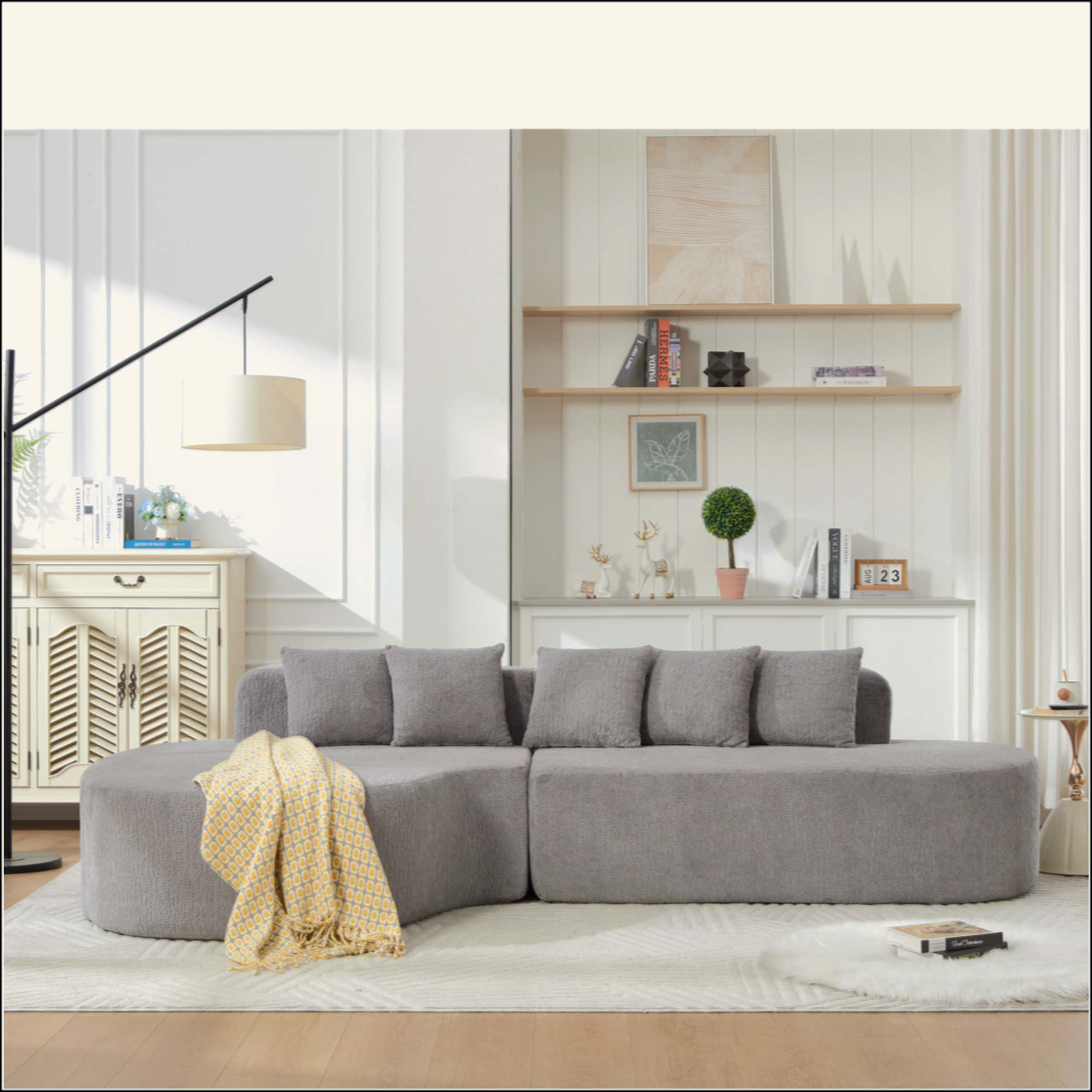 Brayden Studio® Boneless Couches For Living Room, Sectional Curved Sofa ...