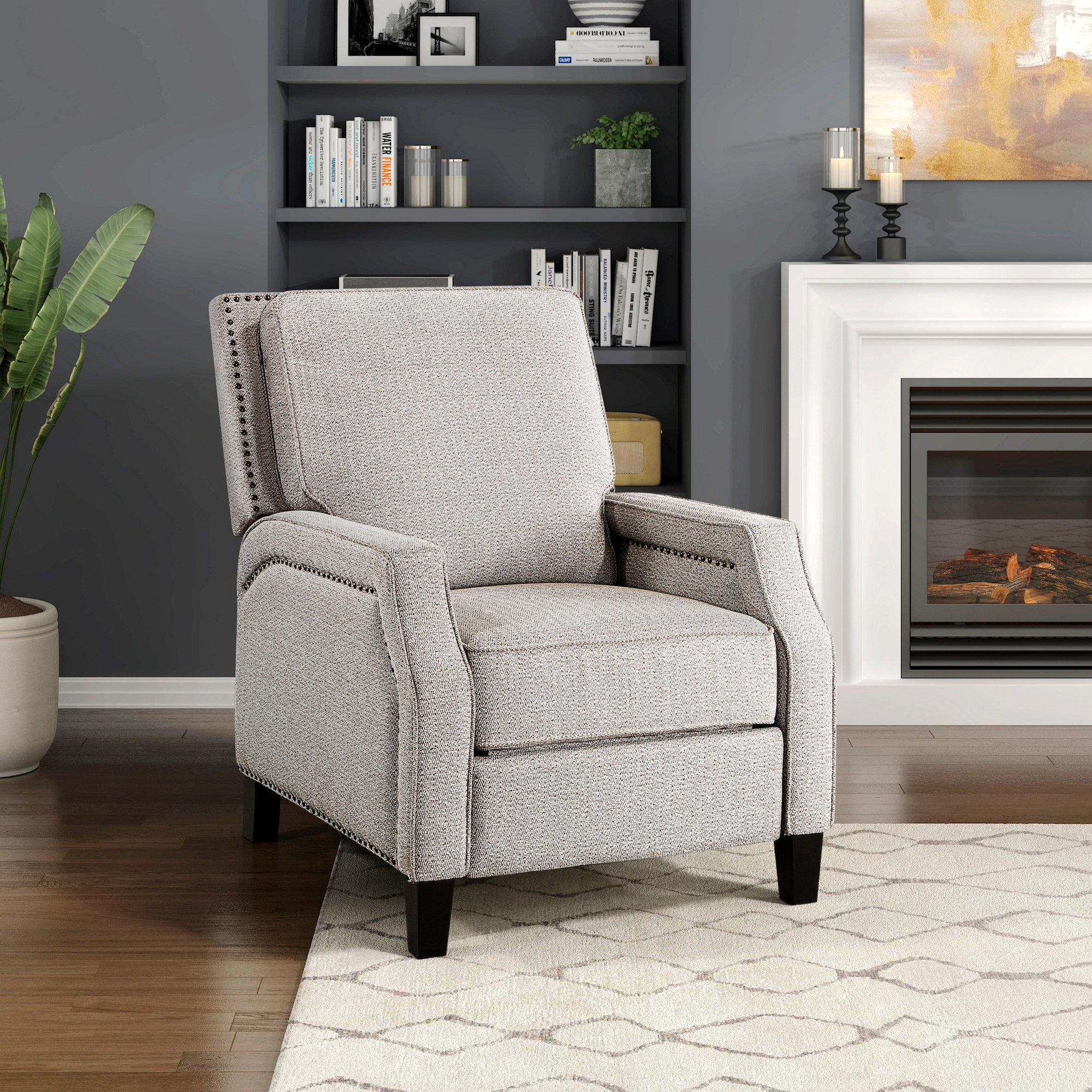 Red Barrel Studio Upholstered Single Chair, Push Back Reclining Chair ...