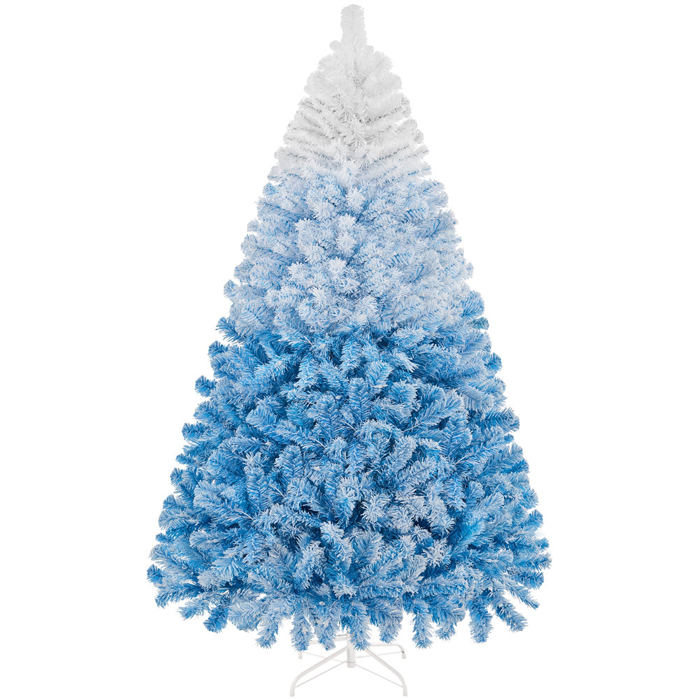Yaheetech Lake Blue Gradient Flocked Artificial Christmas Tree ...