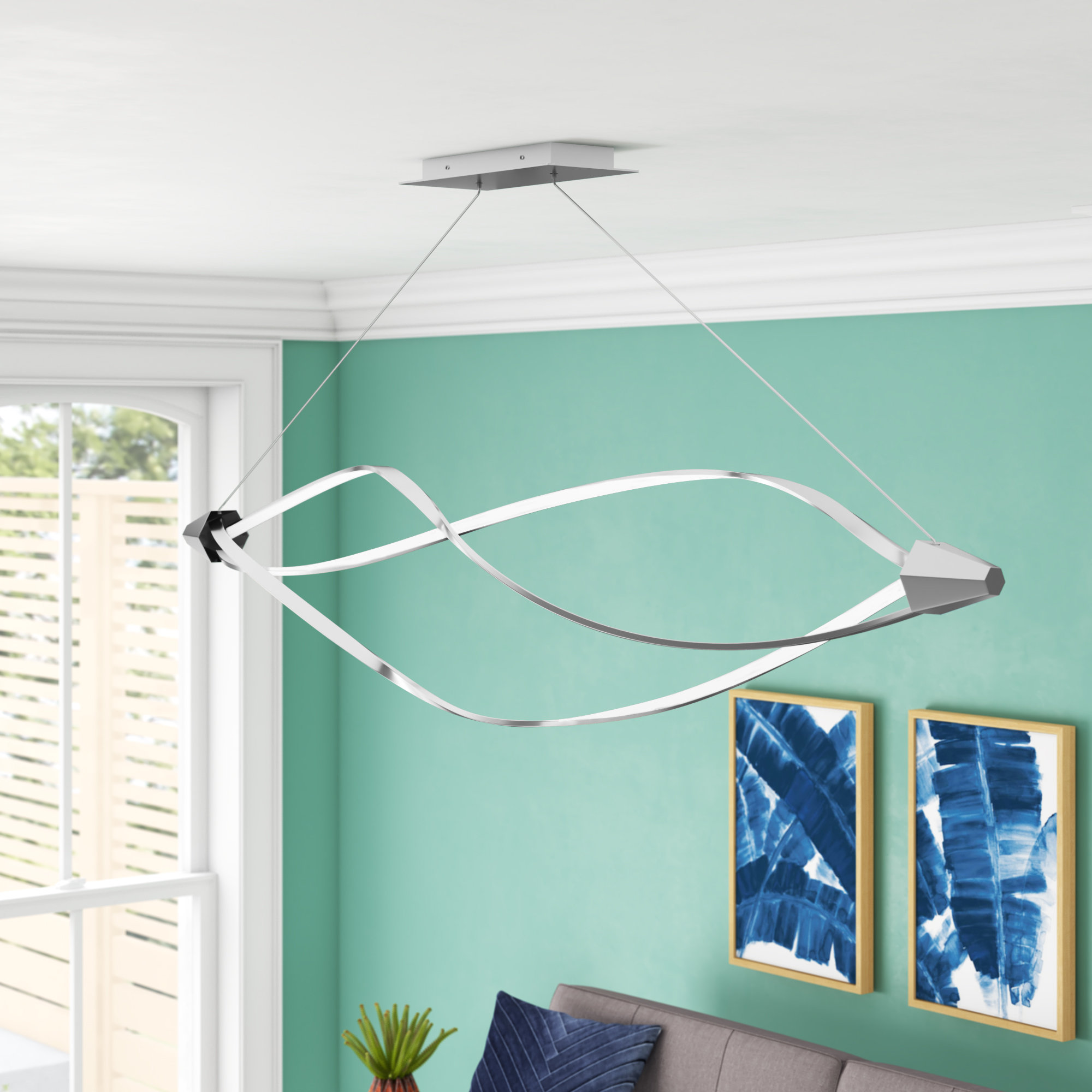 Orren Ellis Selene Light LED Unique / Statement Geometric Chandelier ...