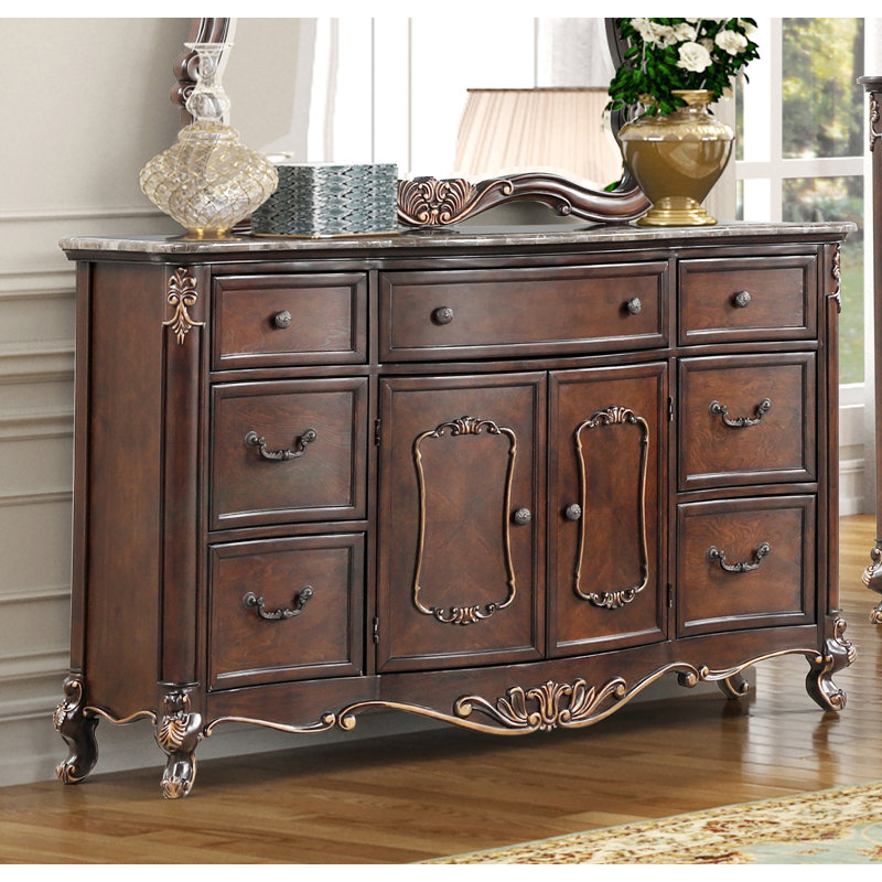 Royal Classics Constantine 7-Drawer Solid Wood Dresser with Marble Top ...